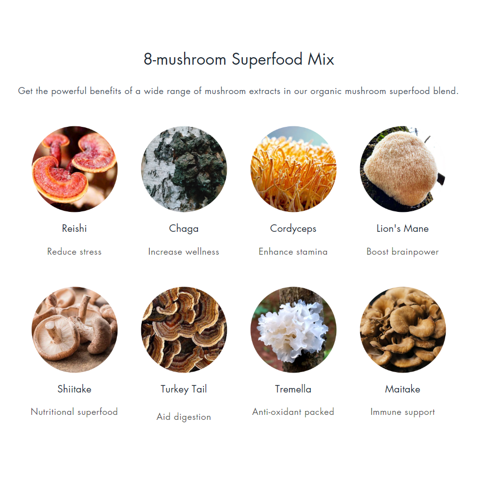 Mushroom Superfood Powder Mix 3.5 oz. – Rosemary's Garden